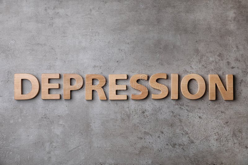 Word Depression Made of Wooden Letters on Gray Background Stock Photo ...