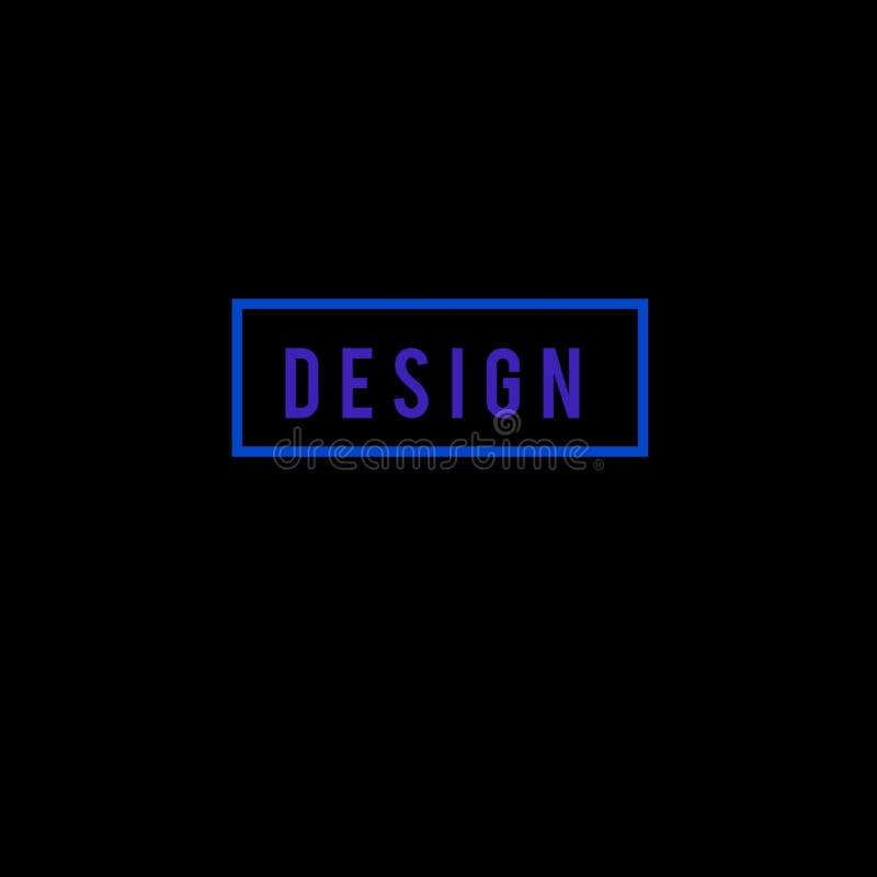The Word Design in a Blue Rectangle with a Dark Background Stock ...