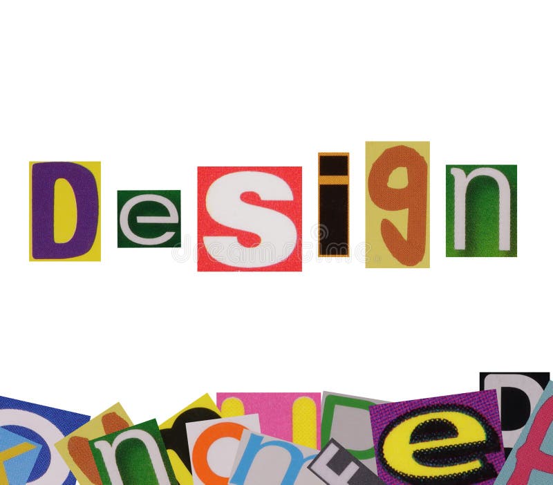 Word Design from Cut Magazine Newspaper Colored Letters Stock ...