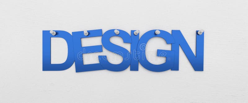 Word Design Written with Blue Letters Pinned on Wall Stock Illustration ...