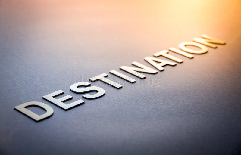 Word Destination Written with White Solid Letters Stock Image - Image ...