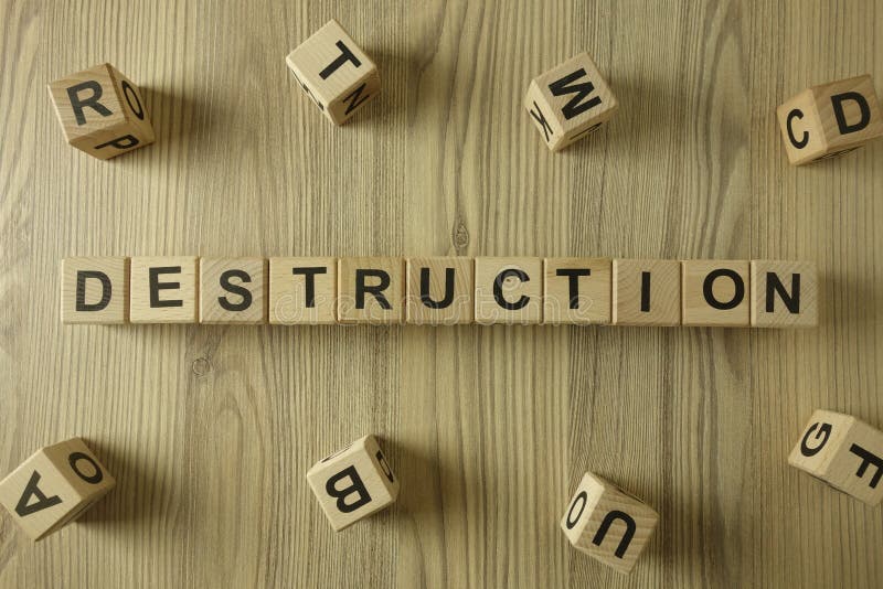 Word Destruction from Wooden Blocks Stock Image - Image of dilapidation ...