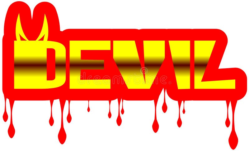Word Hell with Stylized Devil Isolated Stock Photo - Illustration of ...