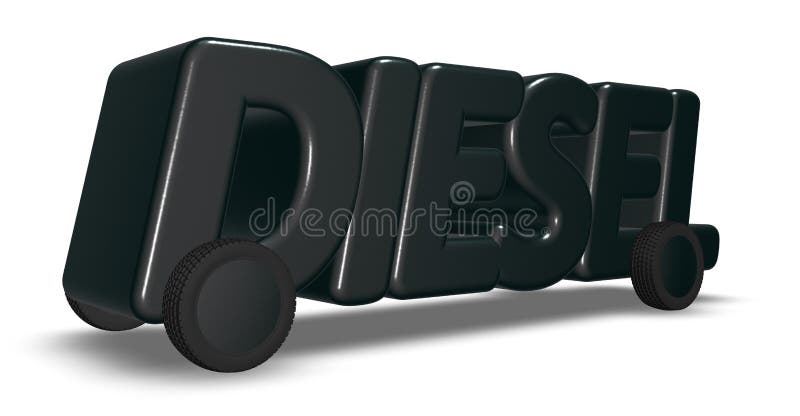 The word diesel on wheels stock illustration. Illustration of exhaust ...
