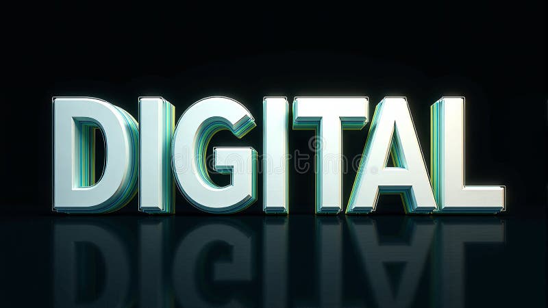 Word Digital Reflecting on Dark Surface Stock Illustration ...