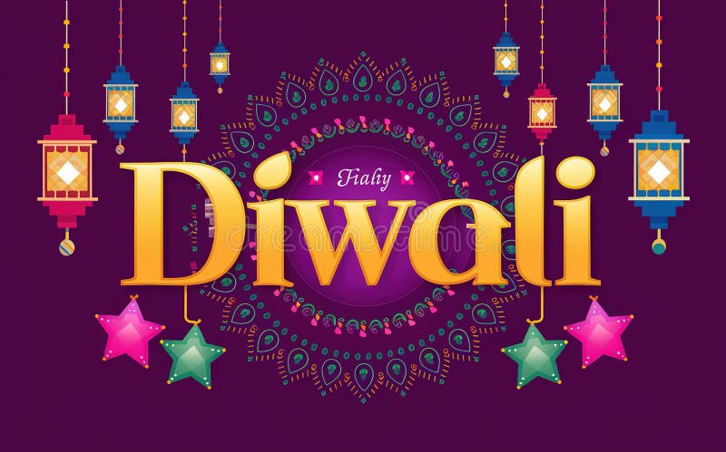 The Word Diwali is Displayed in Bold, Decorative Letters, Adorned with ...