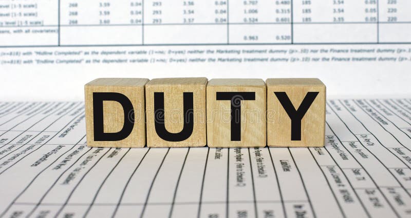 The Word Duty Wooden Cubes with Burnt Letters Stock Image - Image of ...