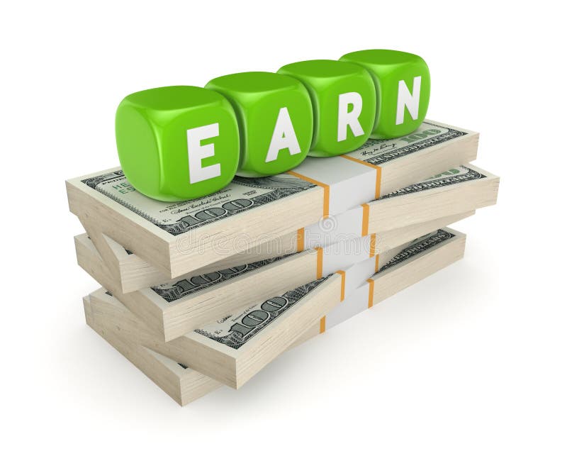 Word EARN on Stack of Dollars. Stock Illustration - Illustration of ...