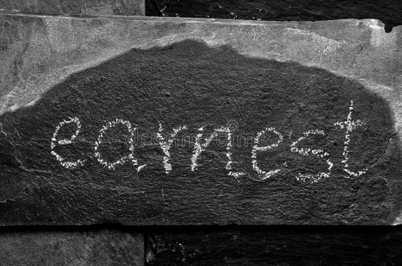 The Word EARNEST Written with Chalk on Black Stone Stock Image - Image ...