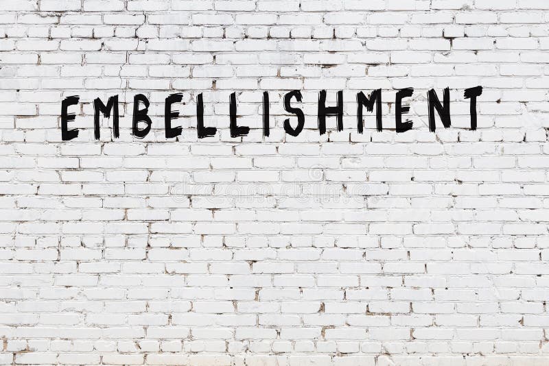 Word Embellishment Painted on White Brick Wall Stock Image - Image of ...
