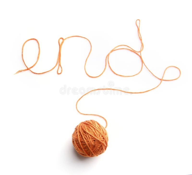 Word End Made of Orange Thread and Thread Ball Isolated on White ...