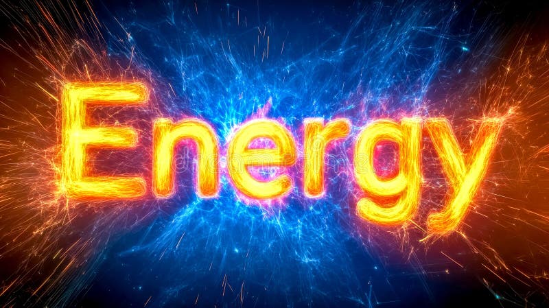 Vibrant Glowing Electric Energy Word with Plasma Background Stock Photo ...