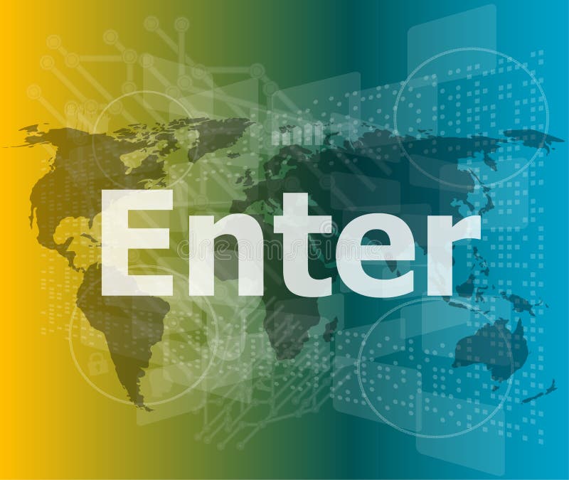 The Word Enter on Digital Screen, Business Concept Stock Illustration ...