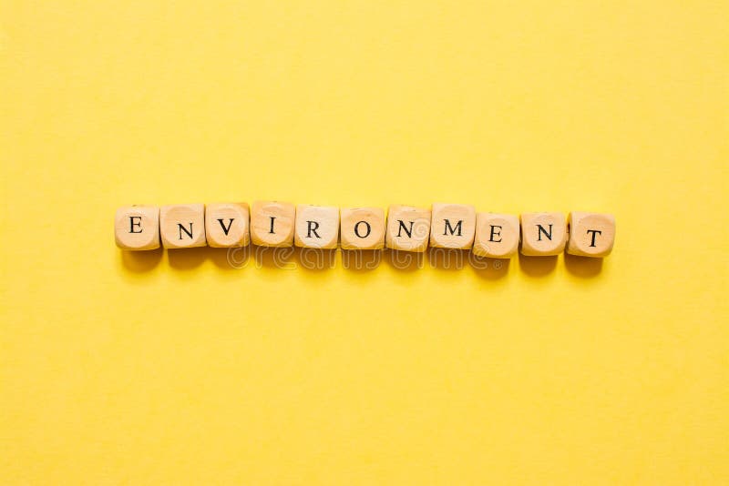 The Word Environment, Text Made With Dice On Yellow Background Stock ...