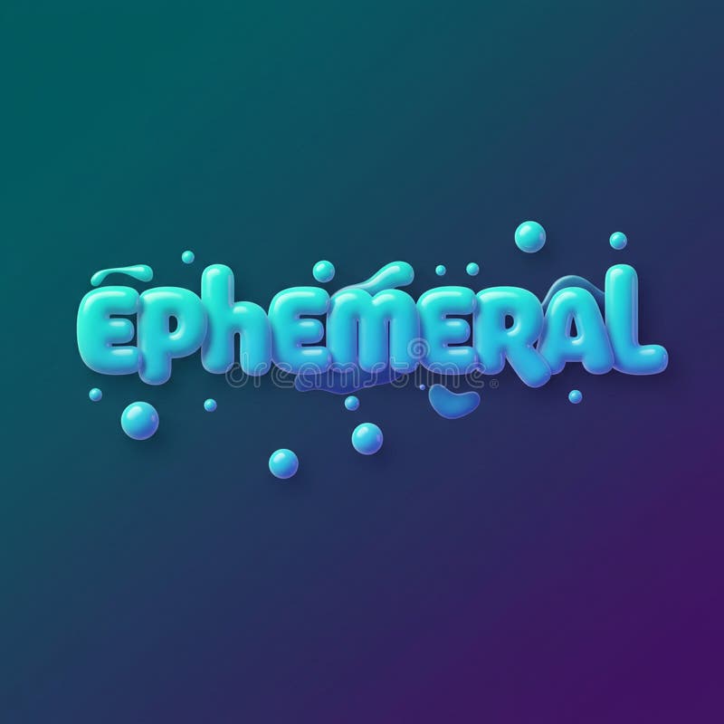 The Word "EPHEMERAL" is Displayed in Bold, Glossy, Turquoise Blue ...