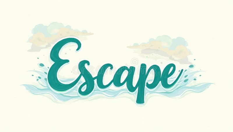Word Escape in Flowing Script with Waves and Clouds Stock Illustration ...
