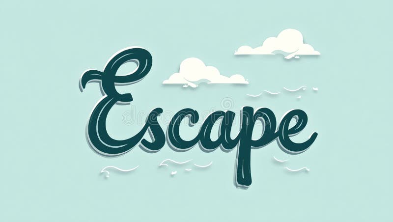 Word Escape in Flowing Script with Waves and Clouds Stock Illustration ...