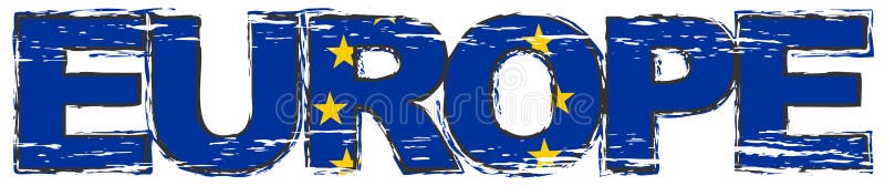 Word EUROPE with EU Flag Under it, Distressed Grunge Look Stock Vector ...