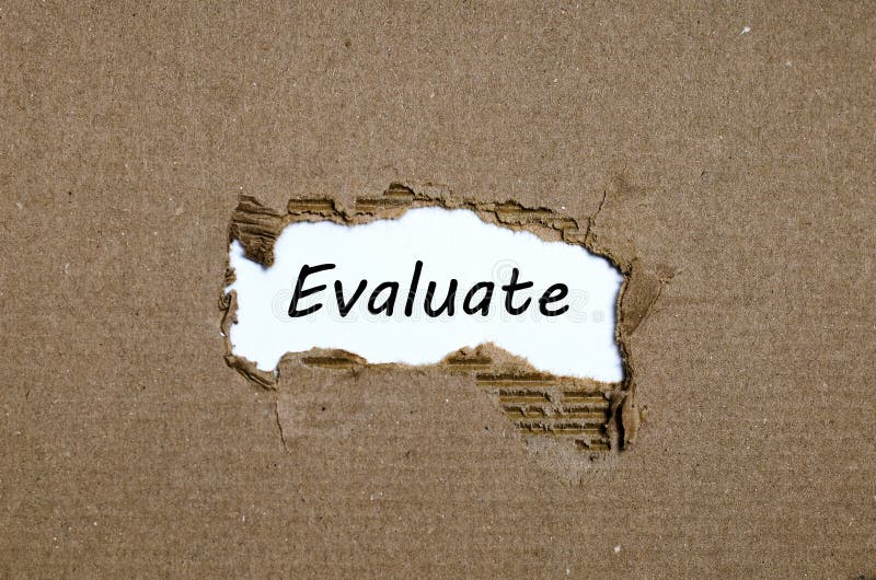 The Word Evaluate Appearing Behind Torn Paper Stock Photo - Image of ...