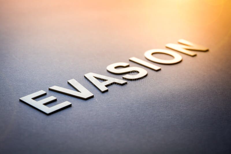 Word Evasion Written with White Solid Letters Stock Photo - Image of ...