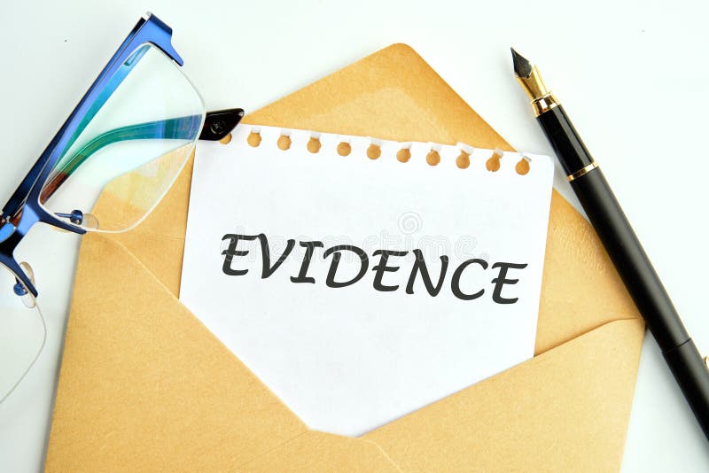 Word Evidence Written on a Sheet in an Envelope Stock Image - Image of ...