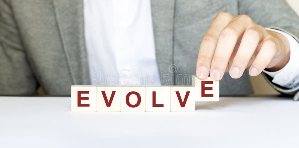 Word EVOLVE Made with Wood Building Blocks Stock Photo - Image of creativeness, leader: 195000306