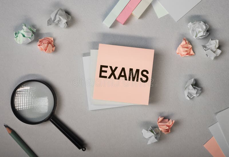 Word EXAM on Colorful Papers, Top View Stock Image - Image of word ...