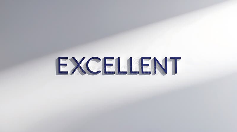 Word Excellent in Bold Typography with Soft Shadow on a Light ...
