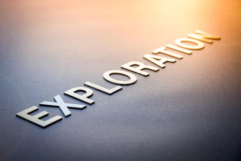 Word Exploration Written with White Solid Letters Stock Image - Image ...