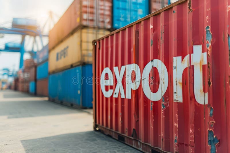 The Word Export on the Side of a Global Shipping Container. Business ...