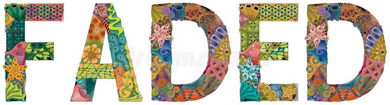 Word FADED Zentangle. Vector Decorative Object for Decoration Stock ...
