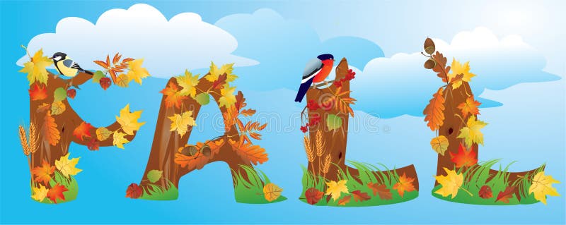 Word AUTUMN stock vector. Illustration of green, color - 21836975