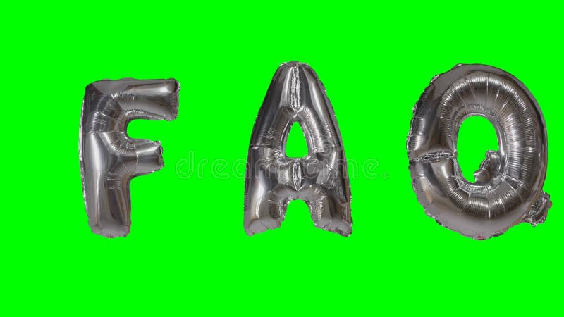 Word Faq from Helium Silver Balloon Letters Floating on Green Screen ...