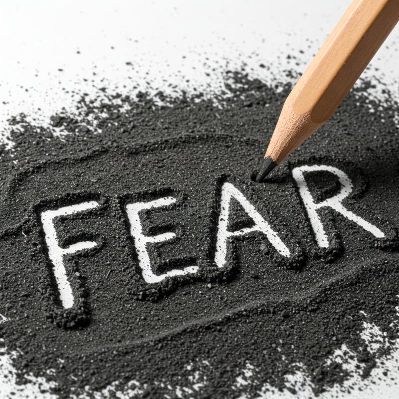The Word Fear Written in Powder with a Pencil. Stock Image - Image of ...