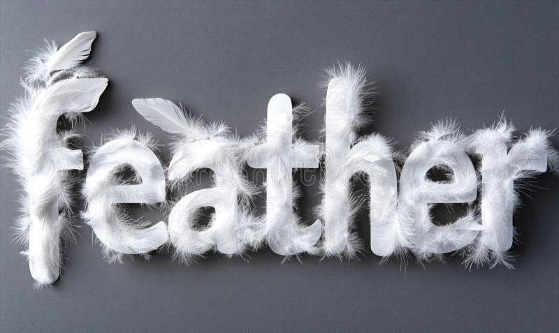 Feather Text Art on Gray Background Stock Photo - Image of detailed ...
