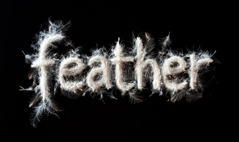 Feather Word in Feather Texture on Black Background Stock Photo - Image ...