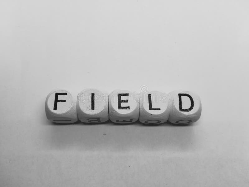 Word field spelled in dice stock image. Image of print - 126909783