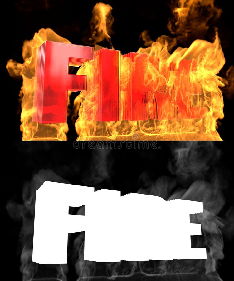 The Word FIRE on a Background of Fire. Alpha Channel Stock Illustration ...