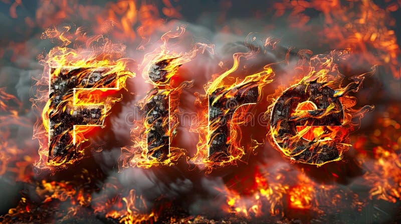 Word "Fire" Created with Blazing Flames on a Dark Background ...