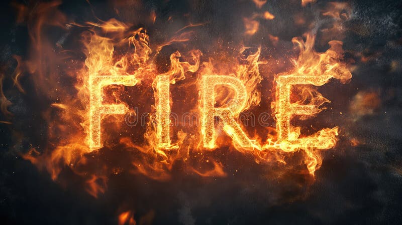 Word Fire in Fire stock photo. Image of poster, typo - 306022054