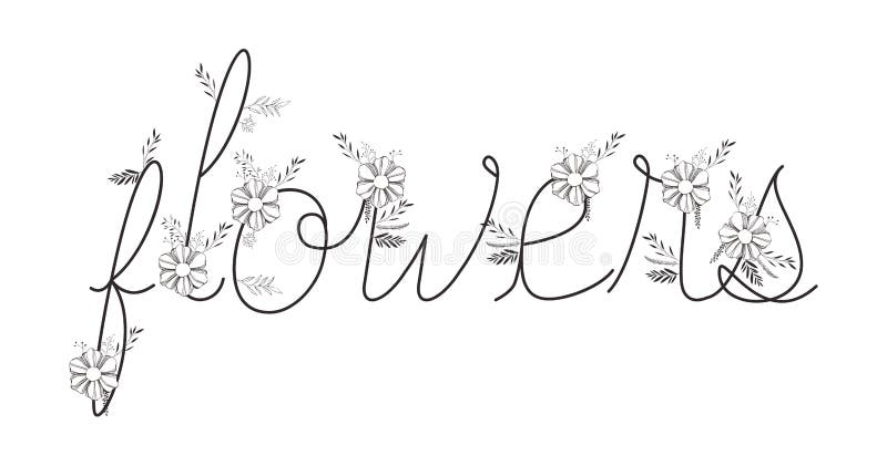Organic Word with Handmade Font and Floral Decoration Stock Vector ...