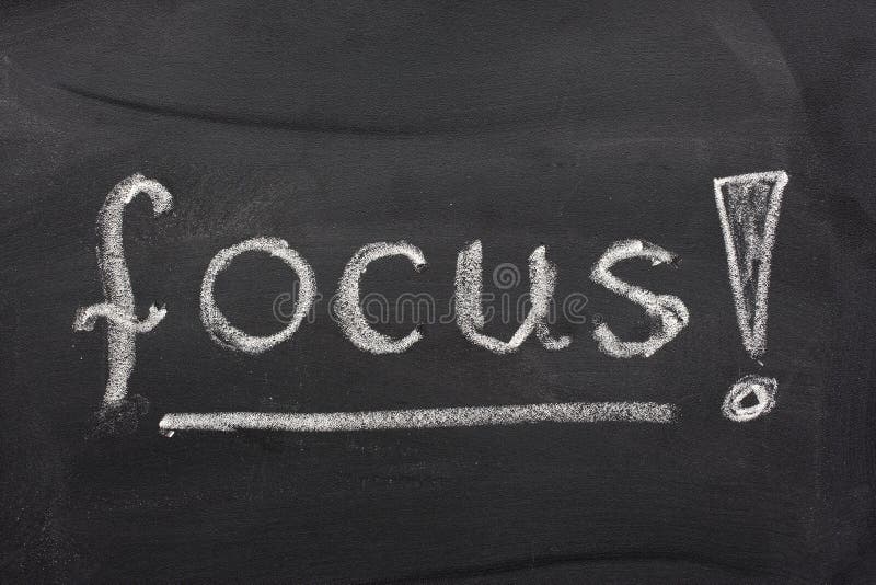 Word focus on blackboard stock photo. Image of exclamation - 6471966