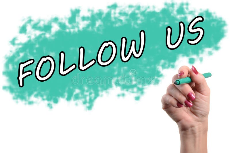 Word Follow Us Written by a Hand Stock Image - Image of marketing, join ...