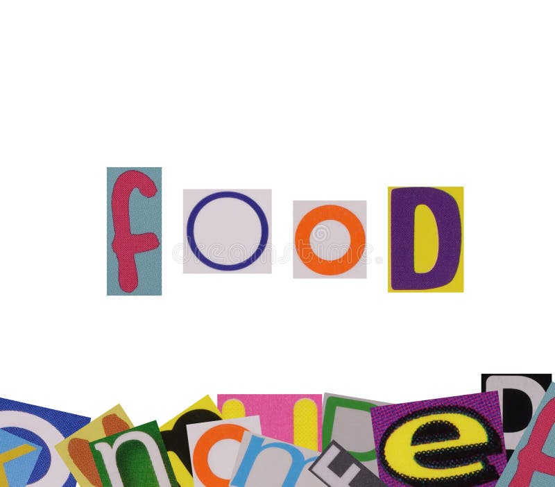Word Food from Cut Magazine Colored Letters Stock Illustration ...