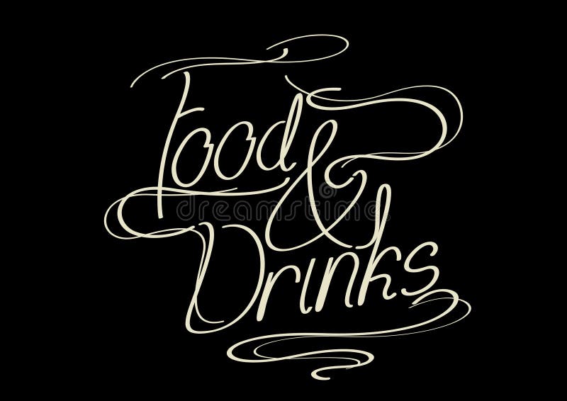 Word Food and Drinks. Vector Illustration Decorative Design Stock ...