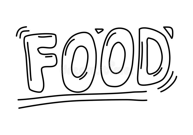 Word Food Hand Drawn Lettering. Vector Illustration Stock Vector ...