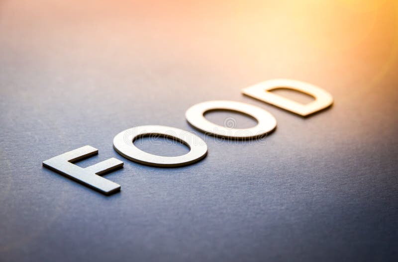 Word Food Written with White Solid Letters Stock Photo - Image of black ...