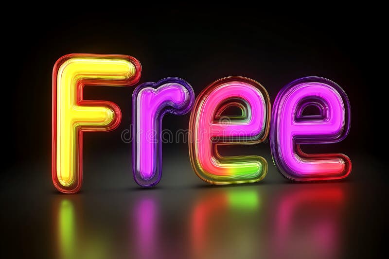 The Word Free Created in Bold and Vibrant Neon Lights with Radiant ...