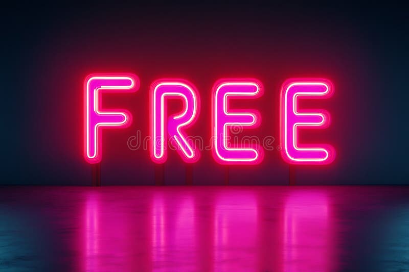 The Word Free Created in Bold and Vibrant Neon Lights with Radiant ...