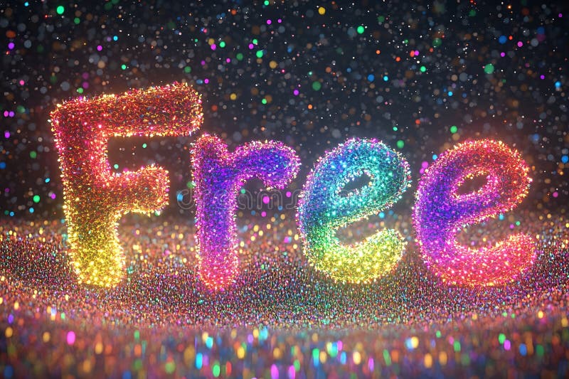 The Word Free Created in Bold and Vibrant Neon Lights with Radiant ...